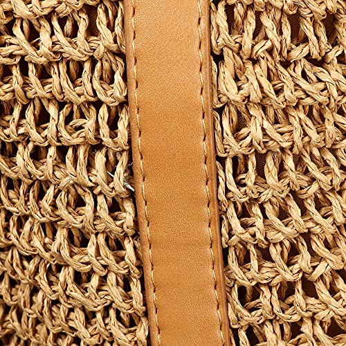 Women Straw Shoulder Bag Summer Beach Lightweight Large Wallet Handmade Woven Handbag (Off-white)