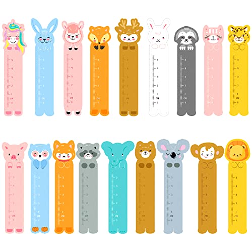 HOTOP 36 Pcs Cute Animal Funny Bookmarks for Kids PVC Cartoon Kawaii Bookmark with Ruler Office School Gift Ideas Stationery Reading Accessories Book Lovers