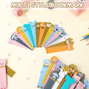 HOTOP 36 Pcs Cute Animal Funny Bookmarks for Kids PVC Cartoon Kawaii Bookmark with Ruler Office School Gift Ideas Stationery Reading Accessories Book Lovers