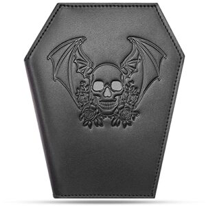 lazy skull coffin wallet – spooky gothic wallet – slim skull wallet for women and men – witchy goth accessory