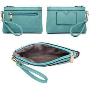 MKP Women Fashion Satchel Handbags and Purses Ladies Top Handle Tote Work Shoulder Bags with Matching Wristlet Wallet (Light Blue)