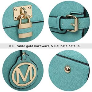 MKP Women Fashion Satchel Handbags and Purses Ladies Top Handle Tote Work Shoulder Bags with Matching Wristlet Wallet (Light Blue)