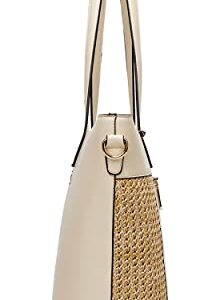 Women Tote Bags Straw Beach Top Handle Satchel Handbags PU Faux Leather Shoulder Purse