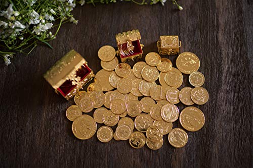 Customizable Wedding Unity Coins 24K Gold Plated with Case, Treasure Box, Arras Matrimoniales (Virgen)