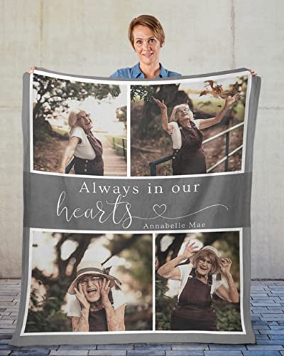 Personalized Memorial Throw Blanket with Pictures Change, Mom Loss Gift, Custom Memorial Blanket, Gift of Sympathy, Bereavement Gift, Mom Memorial Gift, Fleece Sherpa (30x40, 50x60, 60x80 inches)