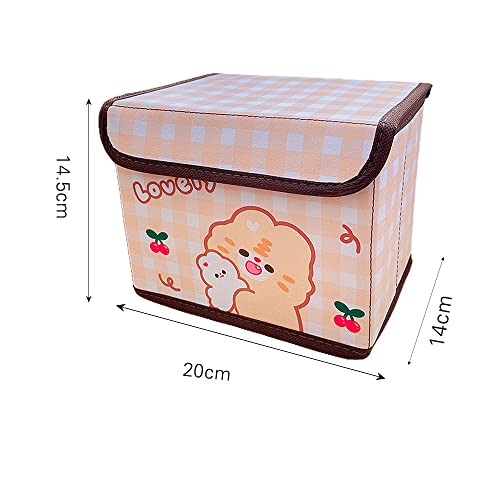 Chanshi Fabric Storage Bin, Folding Basket with Lid - Non-Woven Cloth Storage, Portable Desktop Organizer, Cartoon Patterns Open Shelf Box for Desktop Sundries Snacks