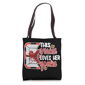 grandma loves her goalie ice hockey goaltender grandma tote bag