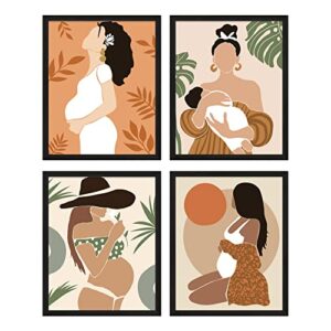 insire mom wall art boho wall art boho office decor – set of 4 (8×10) wall art for mom baby posters for pregnant women baby wall art minimalist poster pregnancy art, women wall art – unframed