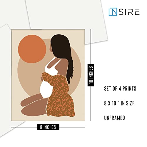 Insire Mom Wall Art Boho Wall Art Boho Office Decor - Set of 4 (8x10) Wall Art For Mom Baby Posters For Pregnant Women Baby Wall Art Minimalist Poster Pregnancy Art, Women Wall Art - Unframed