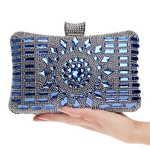 Acrylic Women Evening Bag Diamonds Purse Handbags Chain Shoulder Wedding Party Evening Clutches Messenger Bag Christmas (Blue)