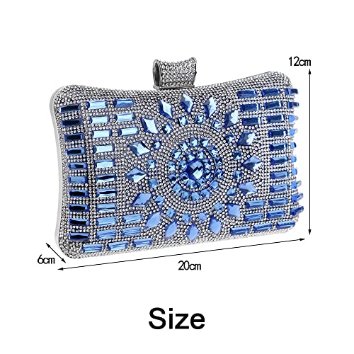 Acrylic Women Evening Bag Diamonds Purse Handbags Chain Shoulder Wedding Party Evening Clutches Messenger Bag Christmas (Blue)