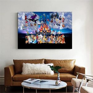 HHOOO Beauty And The Beast Characters Castle Children Mickey Princess Villain Poster Decorative Painting Canvas Wall Art Living Room Posters Bedroom Painting 16x24inch(40x60cm)