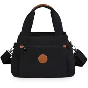 dirrona fashion women handbag canvas ladies shoulder bag womens bag multifunctional crossbody bag for work travel casual daily nylon handbags black b