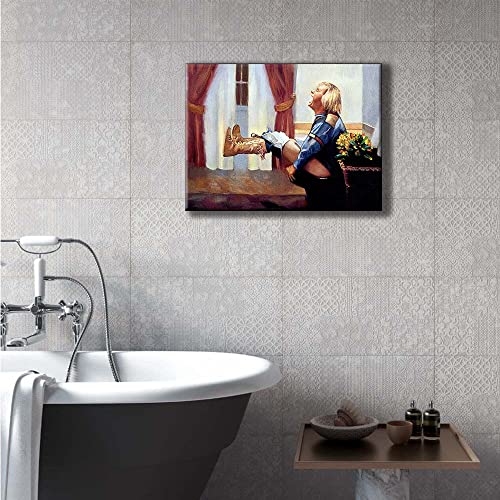 Dumb and Dumber Bathroom Art-Funny Movie Poster Canvas Print Wall Art Decor-Harry on The Toilet Humor Picture Decoration (12x16in(30x40cm)-Unframed)