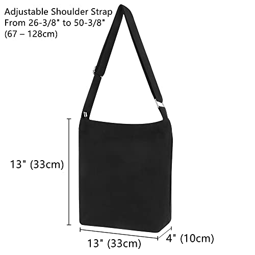 TOPTIE Custom Black Canvas Hobo Tote Bag with Logo, Personalized Crossbody Bag for School, Large Shoulder Bag