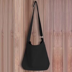 TOPTIE Custom Black Canvas Hobo Tote Bag with Logo, Personalized Crossbody Bag for School, Large Shoulder Bag