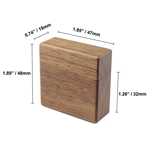 Wooden Slim Proposal Engagement Ring Box, Walnut Flip Lid Ring Box for Proposal Wedding Ring Storage