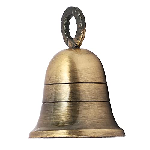 HANDTECHINDIA 3" Height Indian Brass Bells Jingle Bells for Home Door Décor, Crafts, Chimes, Christmas Décor, Cow Pet Bells Christmas Craft Bells for Christmas Decorations- Antique (2)