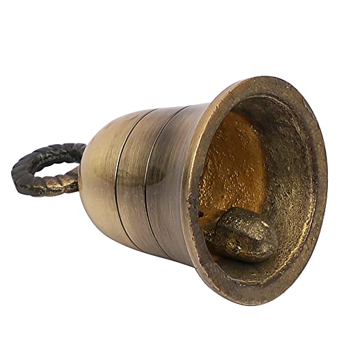 HANDTECHINDIA 3" Height Indian Brass Bells Jingle Bells for Home Door Décor, Crafts, Chimes, Christmas Décor, Cow Pet Bells Christmas Craft Bells for Christmas Decorations- Antique (2)