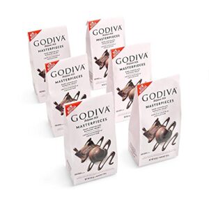 godiva chocolatier masterpiece dark chocolate ganache hearts bags, chocolate treats, chocolate snacks, gourmet chocolates, chocolate truffles, office treats, set of 6, 4.9 ounce