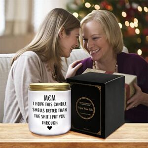 Mothers Day Gifts for Moms from Daughter Son 7oz Lavender Scented Candles Happy Birthday Gifts for Mom Funny Soy Eco-Friendly Long Lasting Handmade Natural Soy Max Candle Christmas Presents for Mom