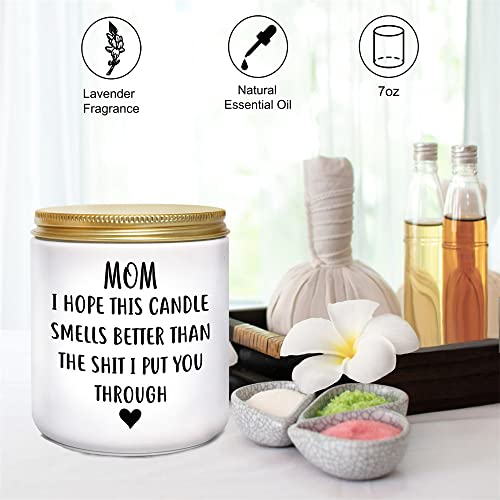 Mothers Day Gifts for Moms from Daughter Son 7oz Lavender Scented Candles Happy Birthday Gifts for Mom Funny Soy Eco-Friendly Long Lasting Handmade Natural Soy Max Candle Christmas Presents for Mom