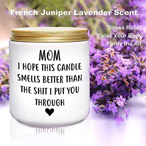 Mothers Day Gifts for Moms from Daughter Son 7oz Lavender Scented Candles Happy Birthday Gifts for Mom Funny Soy Eco-Friendly Long Lasting Handmade Natural Soy Max Candle Christmas Presents for Mom