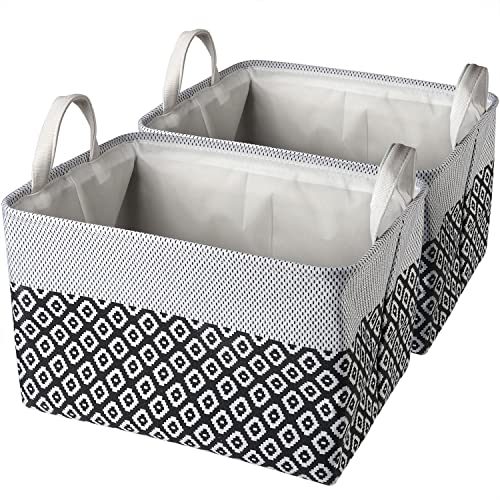 Storage Basket 2-Pack Large Fabric Storage Basket for Shelves Collapsible Storage Bins with Handles Closet Storage Bins for Organizers