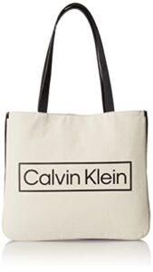 calvin klein tessa key item tote, natural/black combo