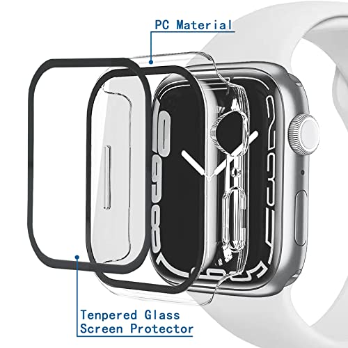 Totamon [2 Pack] Compatible with Apple Watch Series 7 41mm Screen Protector Case, iWatch Case, Hard PC Case Built-in Tempered Glass Screen, Ultra-Thin HD Bumper Protective Cover (41mm, Clear)