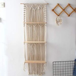 Chaokui Macrame Wall Hanging Shelf 3-Tier,Handmade Boho Macrame Shelf for Plants and Decor, Wall Hanging Shelves to Organize and Decor for Living Room, Bedroom, Bathroom (16'' W/55 H / 3-Tier)