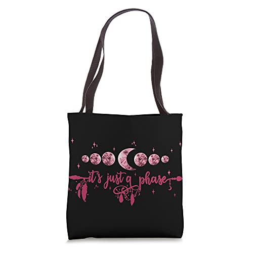 Its Just A Phase Boho Triple Moon Goddess Pink Crescent Moon Tote Bag