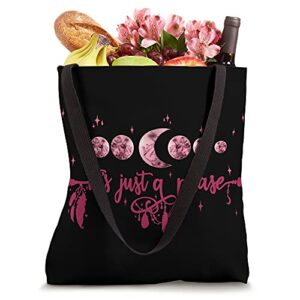 Its Just A Phase Boho Triple Moon Goddess Pink Crescent Moon Tote Bag