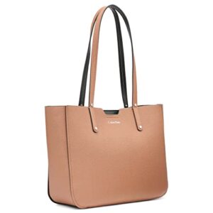 Calvin Klein Dilan Novelty Organizational Tote, Caramel Textured