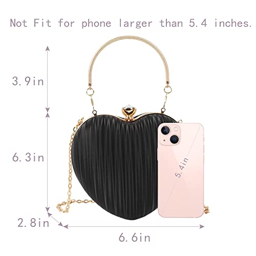 Goclothod Heart Shape Purse PU Leather Tote Chain Shoulder Bag Party Clutch Handbags