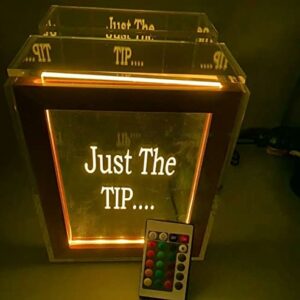 Custom Tip Box Raffle Fund Raiser Donation Wedding Storage Tips Jar Personalized Free Engraved LED Lights Up 16 Color Changing Free Standing 7"W x 8.5"H Acrylic Large Container