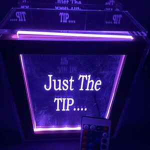 Custom Tip Box Raffle Fund Raiser Donation Wedding Storage Tips Jar Personalized Free Engraved LED Lights Up 16 Color Changing Free Standing 7"W x 8.5"H Acrylic Large Container