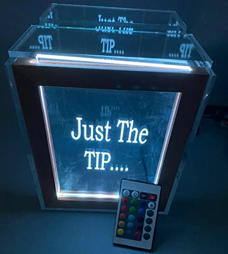 Custom Tip Box Raffle Fund Raiser Donation Wedding Storage Tips Jar Personalized Free Engraved LED Lights Up 16 Color Changing Free Standing 7"W x 8.5"H Acrylic Large Container