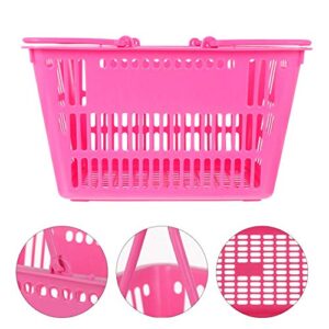 POPETPOP Shopping Basket, Grocery Baskets With Handles, Shelf Baskets, Merchandise Storage Basket Stackable Basket Set with Handles for Shop Home Storage, Shopping Baskets for Retail Store