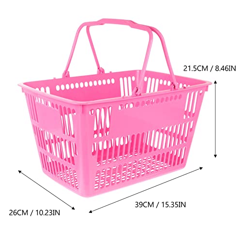 POPETPOP Shopping Basket, Grocery Baskets With Handles, Shelf Baskets, Merchandise Storage Basket Stackable Basket Set with Handles for Shop Home Storage, Shopping Baskets for Retail Store