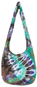 tie dye bohemian hipster hobo boho hippie crossbody bag purse white tone 39″ (w412)