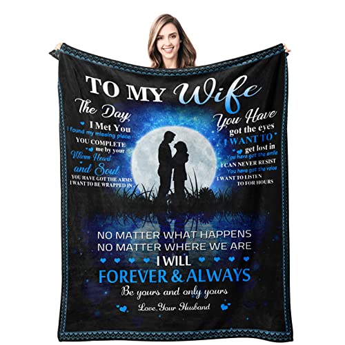 Gifts for Wife Blanket, Wife Gifts, Birthday Gifts for Wife, Wife Birthday Gift Ideas, Anniversary Wedding Gifts for Wife from Husband, Gift for Wife, to My Wife Throw Blanket 60''x50''