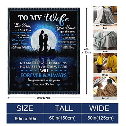 Gifts for Wife Blanket, Wife Gifts, Birthday Gifts for Wife, Wife Birthday Gift Ideas, Anniversary Wedding Gifts for Wife from Husband, Gift for Wife, to My Wife Throw Blanket 60''x50''