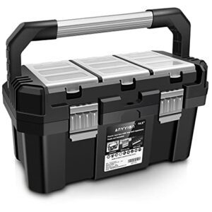 Anyyion 14.5-Inch Tool box with Removable Tray , Truly Strong and Durable For Craft Storage, Household（14.5In）