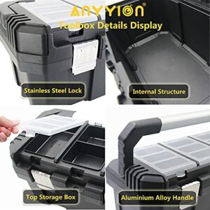 Anyyion 14.5-Inch Tool box with Removable Tray , Truly Strong and Durable For Craft Storage, Household（14.5In）