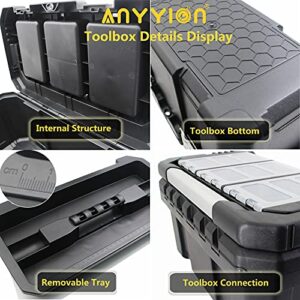 Anyyion 14.5-Inch Tool box with Removable Tray , Truly Strong and Durable For Craft Storage, Household（14.5In）