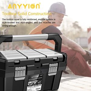 Anyyion 14.5-Inch Tool box with Removable Tray , Truly Strong and Durable For Craft Storage, Household（14.5In）