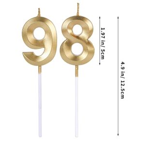 Gold 98th & 89th Birthday Candles for Cakes, Number 98 89 Candle Cake Topper for Party Anniversary Wedding Celebration Decoration