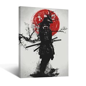 neteda japanese samurai wall art pictures decor armored painting canvas prints bushido inspirational poster artwork modern home framed for bedroom living room office bedroom, 16’x24′