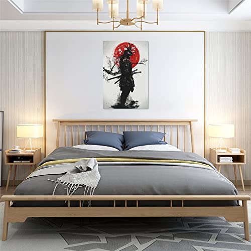 NETEDA Japanese Samurai Wall Art Pictures Decor Armored painting Canvas Prints Bushido Inspirational Poster Artwork Modern Home Framed for Bedroom Living Room Office Bedroom, 16'x24'